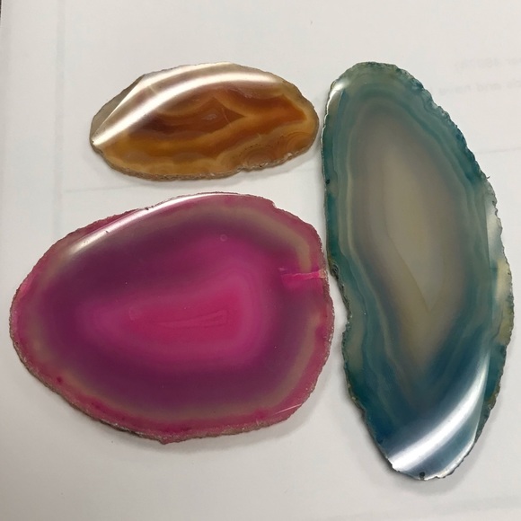 Natural Stone Jewelry | Jewelry | 3 Geode Slices Blue Pink Brown ...